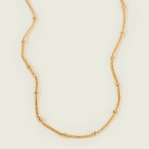 MEVECCO Gold Satellite Plain Chain Choker Necklace,Dainty Boho 14K Gold Plated Cute Tiny Beaded Chain Simple Minimalist Choker Necklace for Women