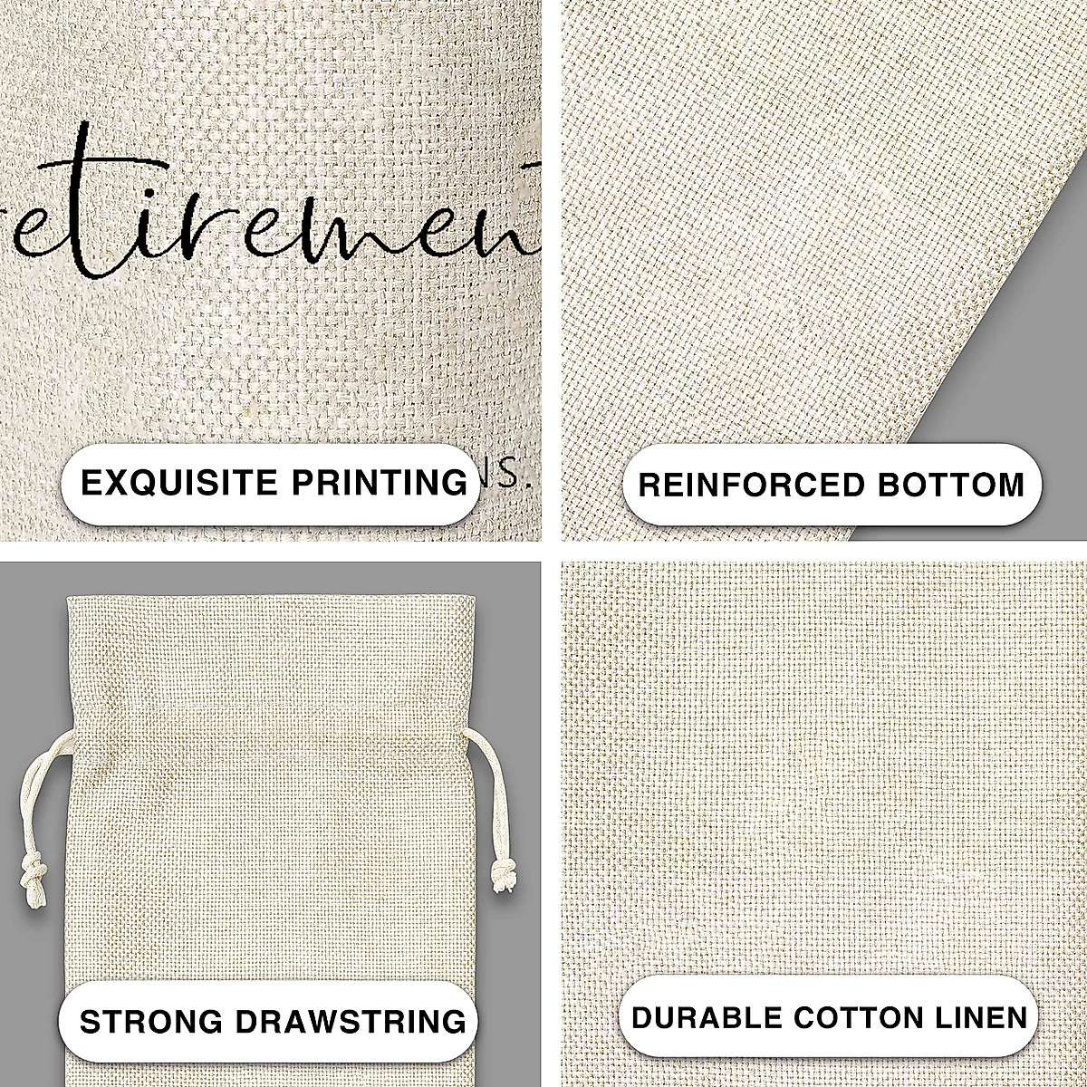 Retirement Gifts Wine Bag - Gift For Retirement Party, Colleague, Co-worker, Boss, Emplyoee, Grandpa, Grandma - Cotton Burlap Wine Bag (1 Pcs) - WB026