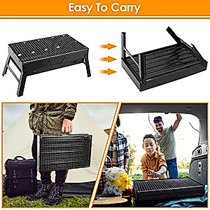 Portable Charcoal Grill, BBQ Small Foldable Barbecue Charcoal Grill for Outdoor Cooking Camping Picnics 17' x 11' x 10'