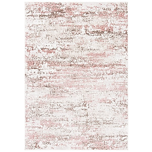SAFAVIEH Meadow Collection Area Rug - 8' x 10', Beige & Pink, Modern Abstract Design, Non-Shedding & Easy Care, Ideal for High Traffic Areas in Living Room, Bedroom (MDW585B)