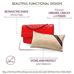 Bag-a-Vie Handbag Shaper Pillow – Luxury Handbag Shaper & Purse Shapers - [Mini] 9” x 4.5” - Fits Flap Bags and Shoulder Bags - Champagne