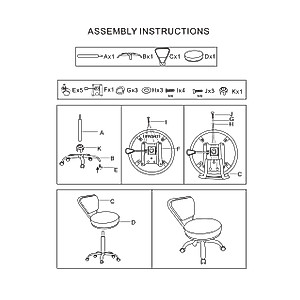 Set of 4 DAYTON WHITE Salon Nail Pedicure Stool Pneumatic, Adjustable Height, Rolling Salon Furniture & Equipment