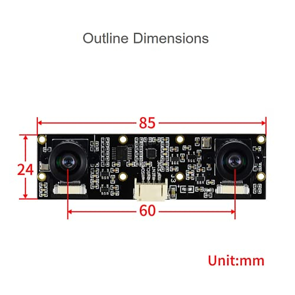 XYGStudy IMX219-83 Stereo Binocular Camera Sensor Module 3280x2464 8MP AI Depth Stereo Vision Dual IMX219 Supports Raspberry Pi 5 RPi CM3/CM3+ Compute Module POE IO Board/Jetson Nano B01