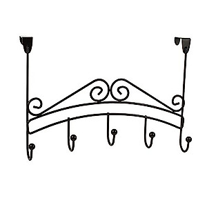 Spectrum Diversified Yorkshire Over The Door 5 Hook Rack for Hanging Entryway Kitchen and Bathroom Organization, Black