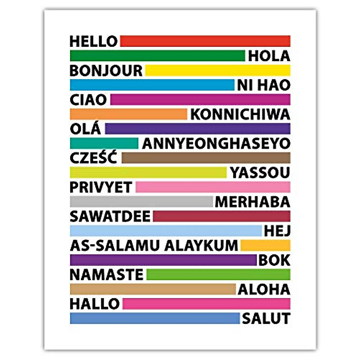 Hello In Different Languages Typography Wall Art Print: 8x10 Unframed Chic, Boho & Modern Posters for Office, Classroom, Dorm, Living Room & Bedroom Decor - Gift Idea for Students, Teachers