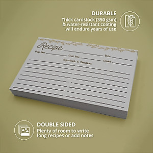 Dekali Designs Rustic Recipe Box and Cards and Dividers (4x6 Inches) - Comes with 50 Recipe Cards and 12 Beautiful Dividers - Wood Recipe Holder With Dual Slots