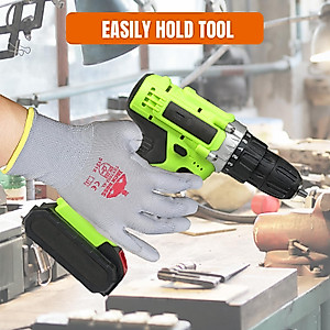 Jack Boss 12 Pack Safety Work Gloves for Men & Women With PU Coated Grip On Palm & Fingers Seamless Knit Working Gloves for Light Duty Works,Gardening