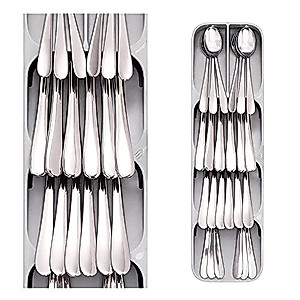 YFSJ Kitchen DrawerStore Tray Knife Holder Drawer and Cutlery Storage Box 2-Piece Set Suitable for Storage of Tableware Spoons, Knives and Forks(Gray)