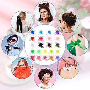 Bokon 22 Pcs 50s Retro Chiffon Sheer Square Neck Head Scarf for Women Handkerchief Lightweight Satin Ribbon Scarf Hemmed Sheer Neck Scarf Juggling Dance Scarf Set, 27.5 x 27.5 Inches
