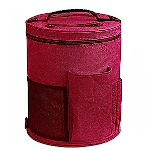 Weabetfu Large Capacity Portable Yarn Organizer Knitting Tote Storage Bag Yarn Bags Have Pocket for Crochet Hooks,Knitting Needles & Accessories,Prevent Yarn Tangle(Red)