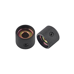 Rubatone Metal Guitar Knobs Dome Control Knobs with Black Knurled Barrels 6mm Split Shafts for Telecaster Stratocaster Electric Guitar or Bass Guitar Set of 4pcs.
