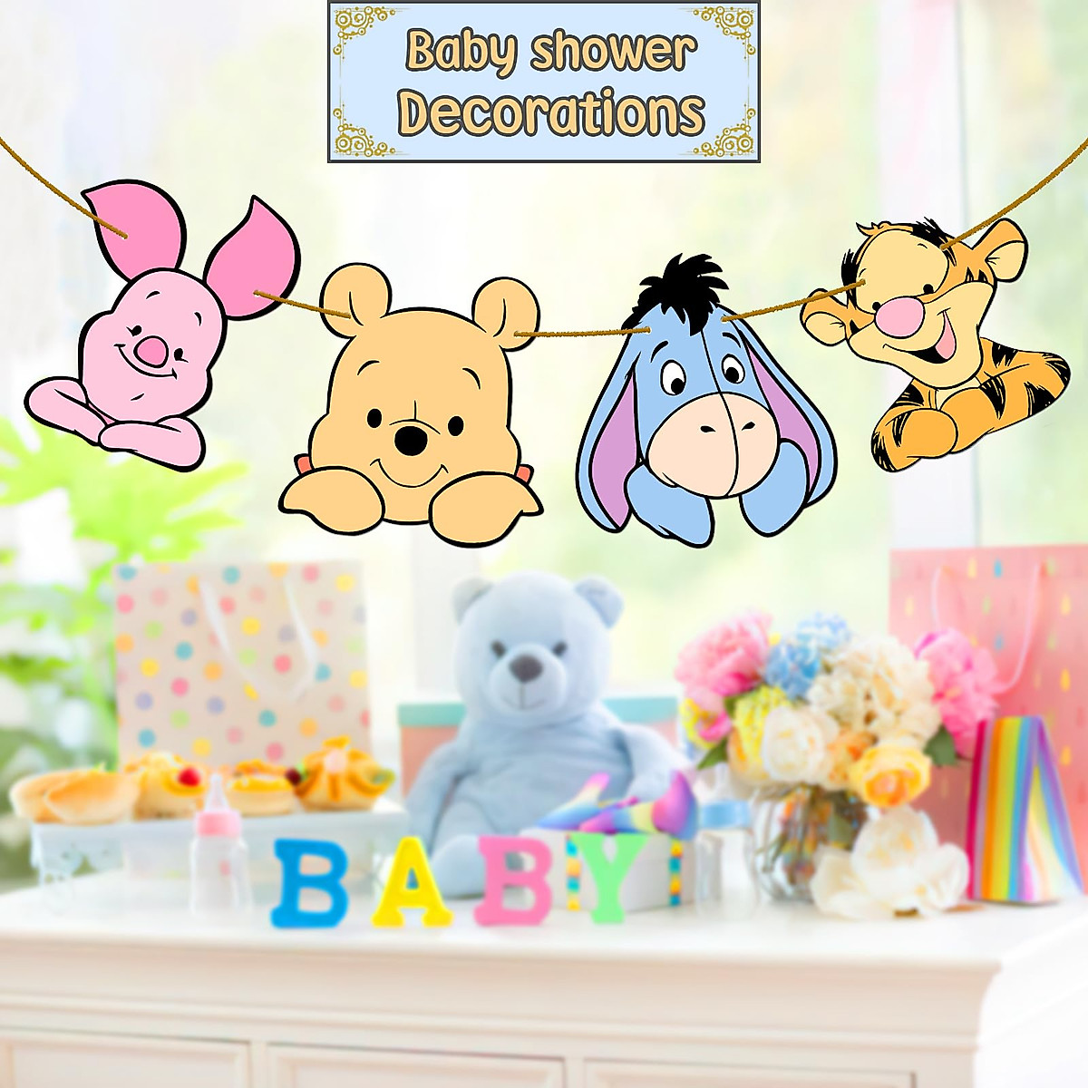 Winnie Banner for Baby shower Decorations The Pooh Birthday Banner Cute Winnie and Friends Party Supplies Winnie Theme Party Favor
