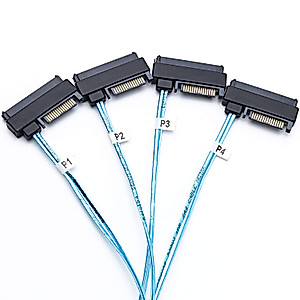 CableDeconn SFF-8643 Internal Mini SAS HD to (4) 29pin SFF-8482 connectors with SAS 15pin Power Port 12GB/S Cable (1M) (H0204)