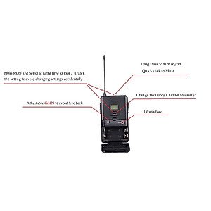 GTD Audio 4x800 Adjustable Channels UHF Diversity Wireless Cordless Lavalier/Lapel/Headset Microphone Mic System 400fts (4 Body Packs)