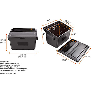 Stand Steady Original Tubstr Utility Cart, Removable Storage Bins, 3 Swivel Casters, 2.5 in Deep Tubs, HDPE Shelves, PVC Legs, Black
