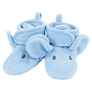 Hudson Baby Unisex-Baby Animal Fleece Booties 2-Pack Socks, Blue Elephant Hippo, 0-6 Months