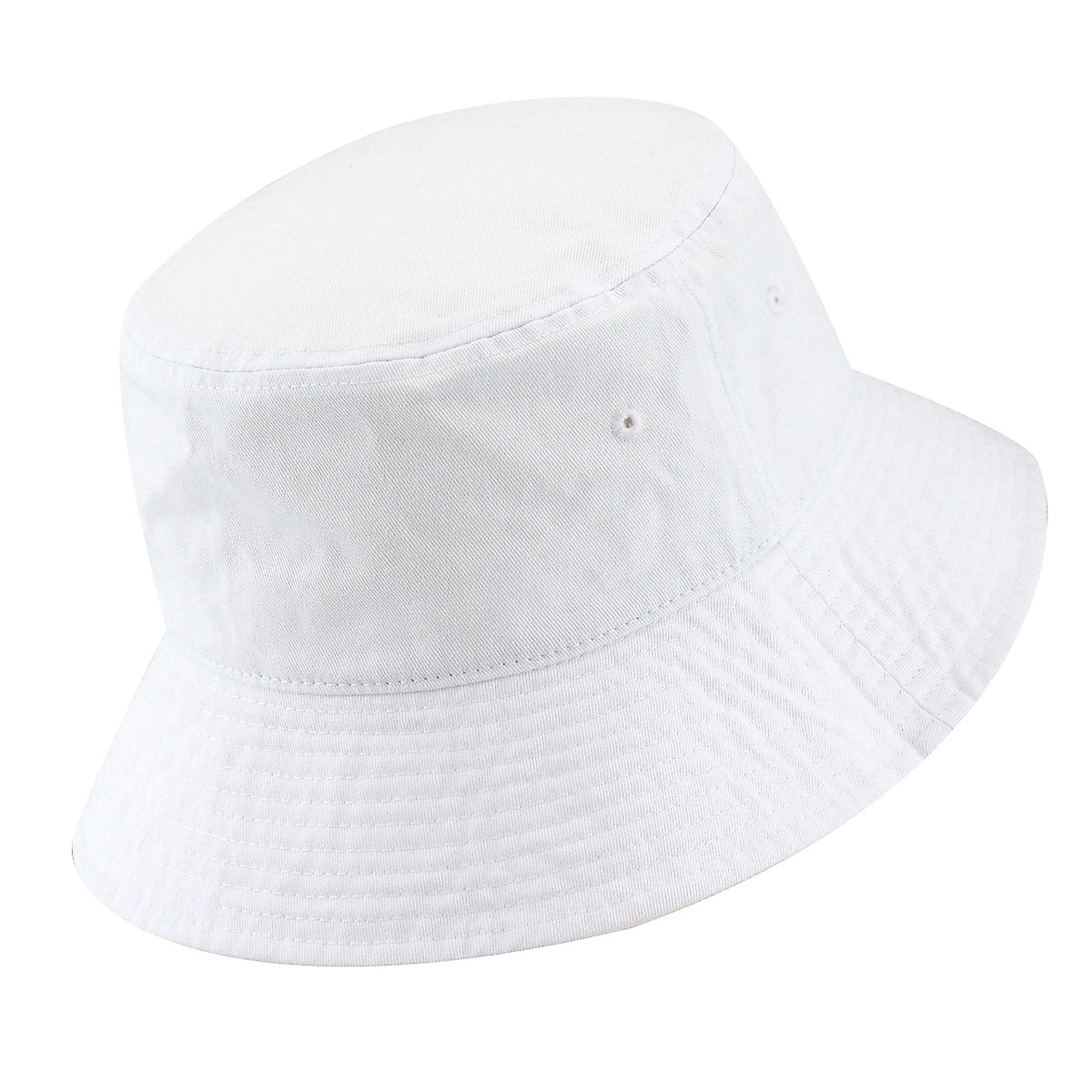 The Hat Depot 100% Cotton Long Brim & Deeper Packable Summer Travel Fashion Bucket Hat (L/XL, White)