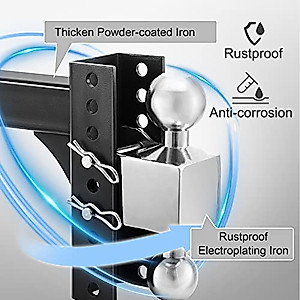 VEVOR Adjustable Trailer Hitch, 6" Rise & Drop Hitch Ball Mount 2.5" Receiver Hollow Tube 14,000 LBS Rating, 2 and 2-5/16 Inch Stainless Steel Balls w/Key Lock, for Automotive Trucks Trailers Towing