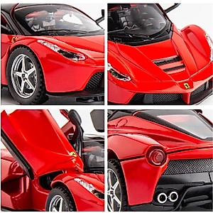 WAKAKAC 1/32 Ferrari Race Model Car and LaFerrari Toy Car, Pull Back Vehicle Alloy Diecast Model, Openable Doors, Collectible Gift Cars for Kids Ages 3-8 (Red)