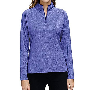 AjezMax Long Sleeve Running Shirts Womens Half Zip Pullover Athletic Workout Tops Sky Blue S