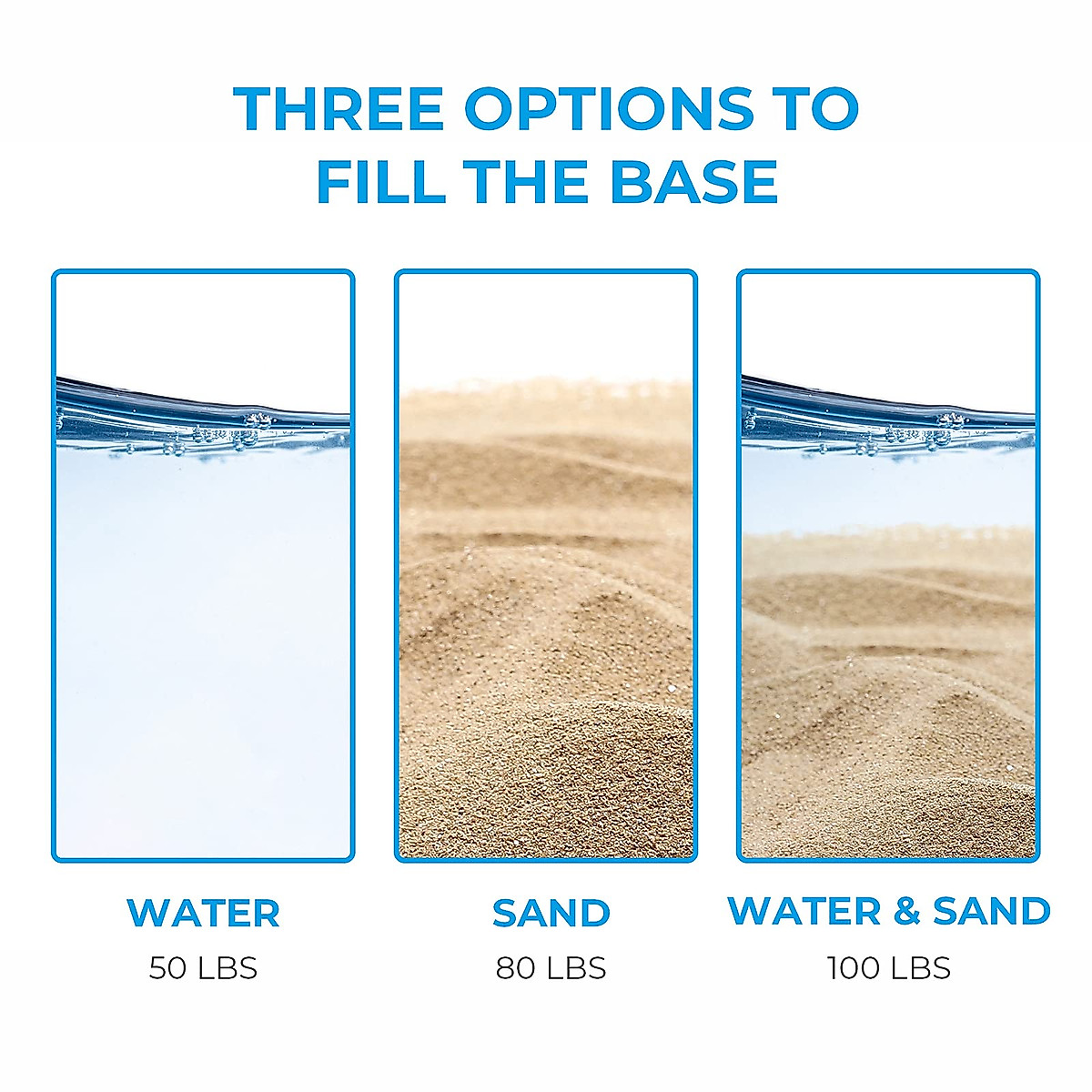 ASTEROUTDOOR 23" Diameter Round Heavy Duty Outdoor Stand Plastic Water and Sand Filled for Deck, Lawn, Garden, Pool, Market (Black)