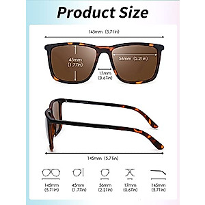 JIM HALO Polarized Driving Sunglasses Retro Square UV protection Classic Sun Glasses Men (Tortoise/Polarized Brown)