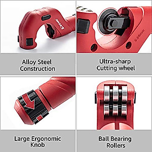 EZARC Pipe Cutter - Tubing Cutter Set with Mini Tube Cutter, Copper Pipe Cutter Tool 3/16" to 2" Outer Diameter for Cutting Aluminum PVC Thin Stainless Steel Tube