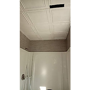 A La Maison Ceilings R24 Line Art Foam Glue-up Ceiling Tile (128 sq. ft./Case), Pack of 48, Plain White