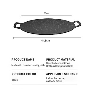 DaMohony Non-Stick Pan 15 inch, Korean Grill Pan for Gas/Electric Stove Top, Round BBQ Griddle Pan with Hangable Handles, Portable BBQ Grill Flat Pans for Outdoor Home Baking Pancakes Ribs