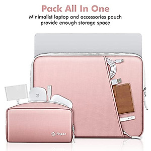 FINPAC Laptop Sleeve with Accessory Pouch for MacBook Pro 14-inch M2/M1 2023-2021, 13'' MacBook Air 2022-2018, MacBook Pro 13 2022-2016, Protective Case with Tech Bag for Dell, HP, Surface (Baby Pink)