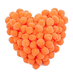 150 Pieces Pom Poms, 1 Inch Orange Craft Pom Poms, Christmas Fuzzy Pompom Puff Balls, Small Pom Pom Balls for DIY Arts, Crafts Projects, Christmas Home Decorations