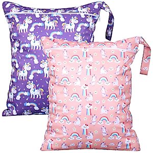 Shappy 2 Pcs Large Travel Laundry Bag Washable Waterproof Wet Dry Bag Large Dirty Clothes Bag Bathing Workout Bag(Unicorn)