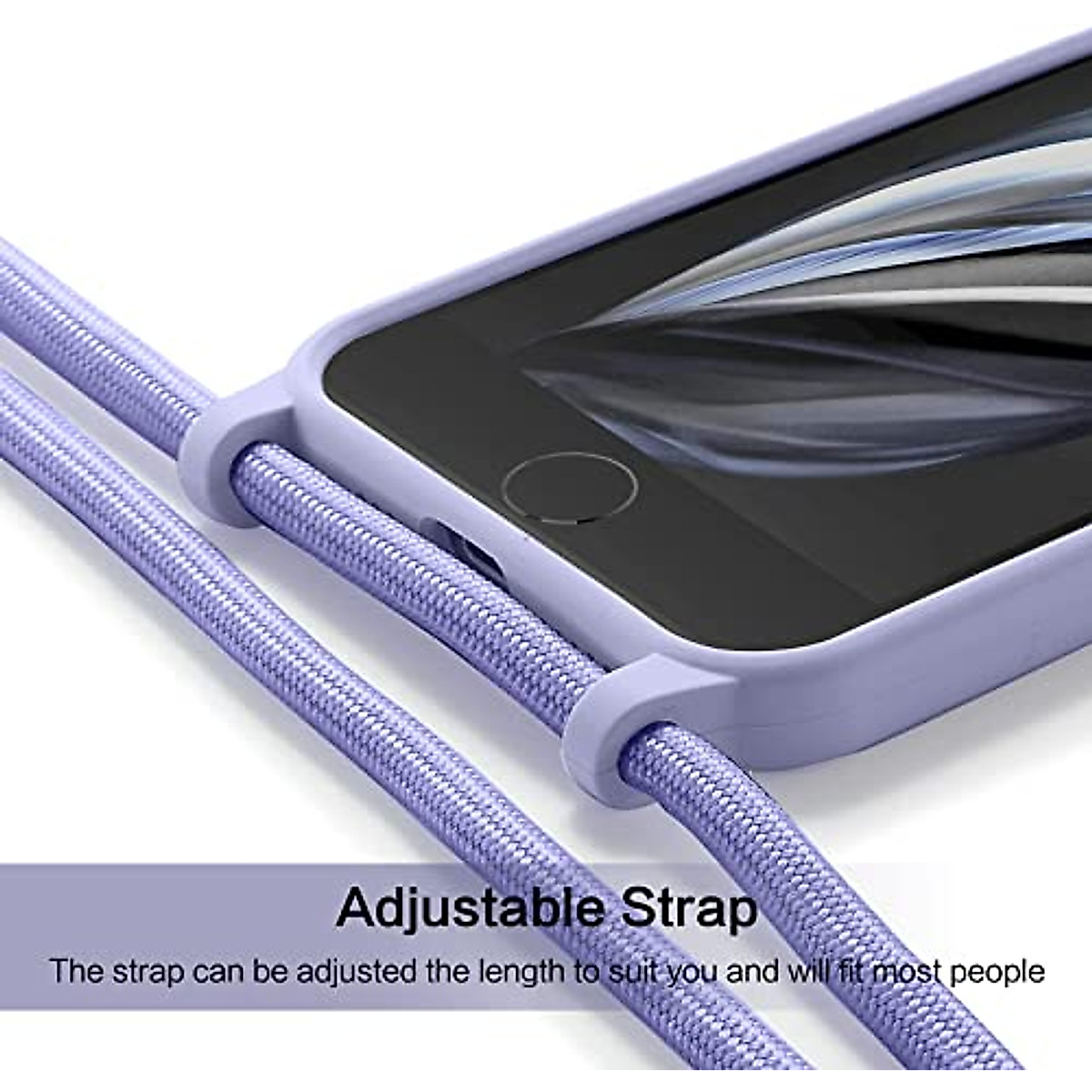 xiusiteli Compatible with iPhone se3 iPhone8 iPhone7 iPhonese2 Case with Adjustable Crossbody Lanyard Strap Anti-Yellow Anti-Drop TPU Protective Phone Cover for iPhone12 iPhone12Pro Case