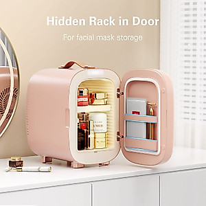 DEPAD Skincare Fridge, Professional Makeup Fridge with 2 Temperature Switches, Thermoelectric Cooler for Cosmetics Storage, Pink Mini Fridge for Skin Care for Women/Girls, 5 Liter