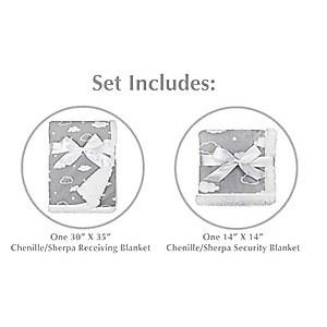 American Baby Company Heavenly Soft Chenille Sherpa Blanket Set, 3D Gray Cloud, for Boys & Girls