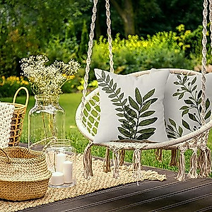 Tritard Outdoor Pillow Covers Set of 2 Waterproof Fabric Green Botanical Plant Leaves Throw Pillow Covers Leaf Pillowcases for Patio Furniture Living Room, 20x20