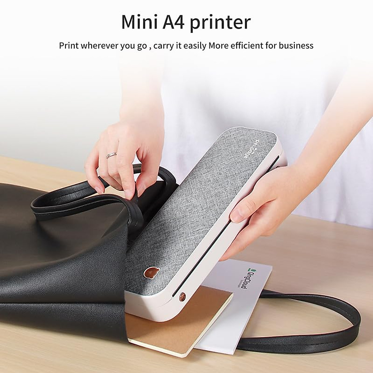 Bisofice PeriPage Portable Printer, A4 Wireless Bluetooth Travel Printer, Portable Thermal Printer Compatible with Android and iOS, Support 2''/3''/4'' Paper Width, Mobile Printer