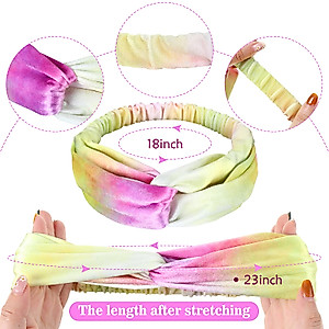 Waydress 6 Pieces Spa Headbands Soft Tie Dye Headbands Elastic Adjustable Rainbow Headbands Non Slip Turban Headwraps Hair Accessories Spa Sleepover Party Supplies(Iridescent Color)