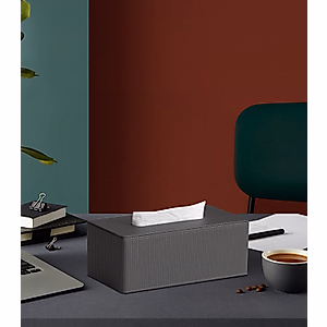 Cretkhp PU Leather Tissue Box Cover with Magnetic Closure, Modern Rectangular Tissue Box Holder Decorative Organizer for Bathroom Vanity Countertop, Night Stands Bedroom Office Desk