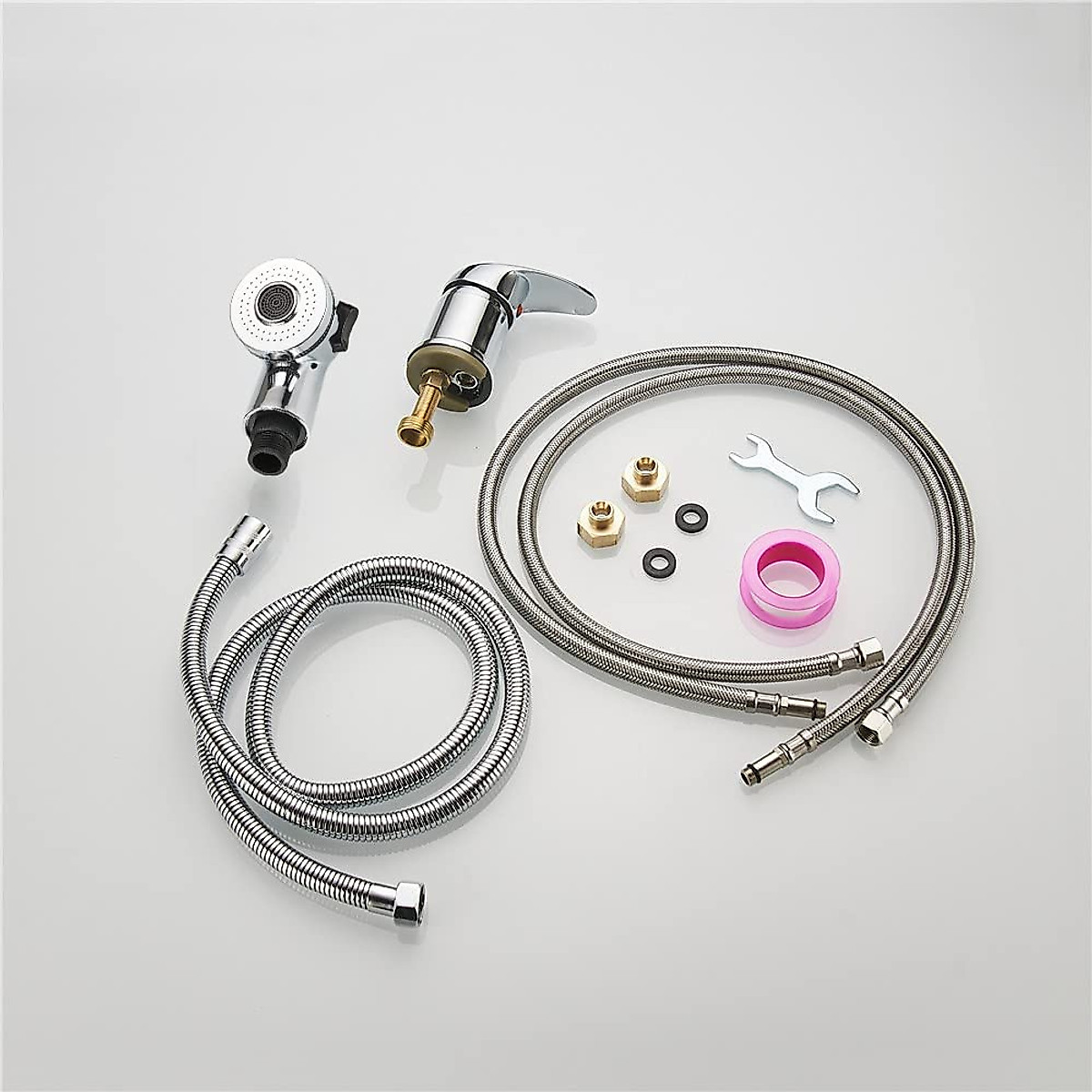 Weirun Salon Shampoo Bed Bowl Sink Basin Faucet or Backwash Unit,Shampoo Bowl Faucet with Hose and Shower Spray Head Wash Hair Sprayer,Chrome