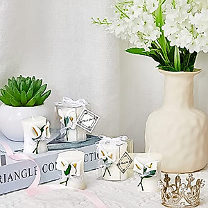48 Pack Wedding Bridal Shower Favors Candles Wedding Calla Candles Calla Lily Style Candle Gift Boxed with Thanks Cards Return Gifts for Wedding Party Guests Keepsakes