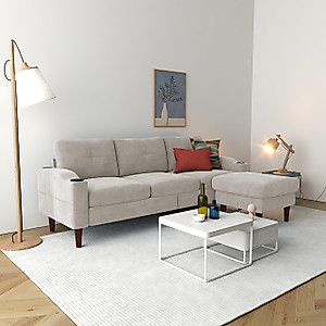 Convertible L-Shaped Sofa Couch with USB Port and Cup Holder for Living Room - Comfy 3-Seater Sleeper Sofa Bed with Ottoman, Modular Sectional Couch with Storage for Bedroom, Apartment, Small Space