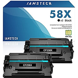 iamstech 58X CF258X with Chip Compatible 2 Pack Toner Cartridge Replacement for HP 58X CF258X 58A CF258A MFP M428fdw M428fdn M428dw Pro M404n M404dn M404dw M404 M428 Printer Black