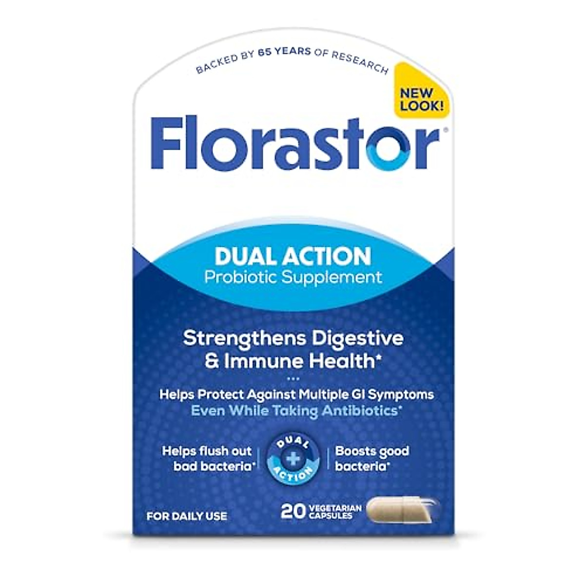 Florastor Probiotics for Digestive & Immune Health, 20 Capsules, Probiotics for Women & Men, 1 Probiotic Worldwide, Flush Out Bad Bacteria & Boost The Good with Our Strain Saccharomyces boulardii