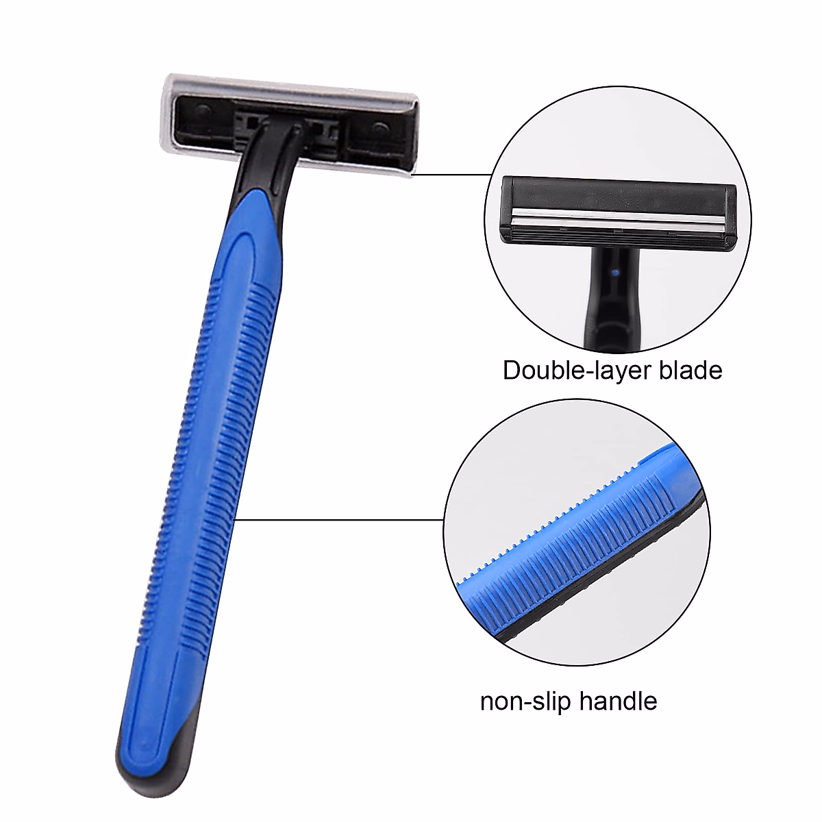 Disposable Razors in Bulk, Bulk Razors with Knife Caps, Individually Packaged Disposable Razors Bulk, Suitable for Hotels, Shelters, Homeless People, Nursing Homes, Charities, Churches (60)