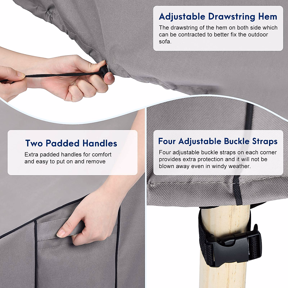 BOLTLINK Outdoor Patio Furniture Covers Waterproof,Durable Loveseat Sofa Cover Fits up to 58W x 32.5D x 31H inches Grey