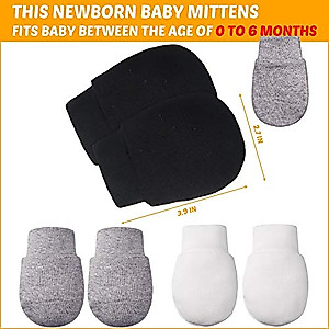 9 Pairs Newborn Baby Mittens Infant Toddler Gloves No Scratch Mittens Unisex Cotton Gloves for 0-6 Months Baby Boys Girls (Black, Gray, White)