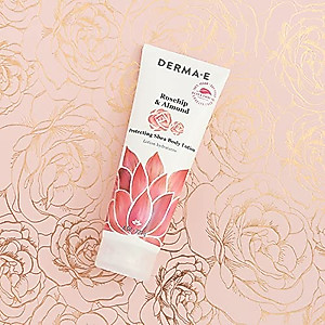 DERMA-E Rosehip and Almond Anti-Aging Shea Body Lotion – Vegan Collagen, Retinol and Vitamin E Moisturizer for Dry Skin – Gently Scented Cruelty Free Moisturizing Cream, 8 oz