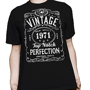 50th Birthday Gift Shirt for Men - Vintage 1975 Top Notch Perfection - Black-Md