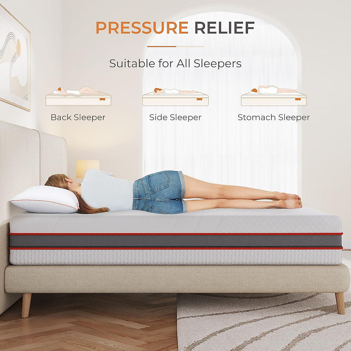 Sweetnight Queen Mattress, 12 Inch Memory Foam Mattress in a Box for Cool Sleep and Pressure Relief, Flippable Queen Size Mattress, CertiPUR-US Certified